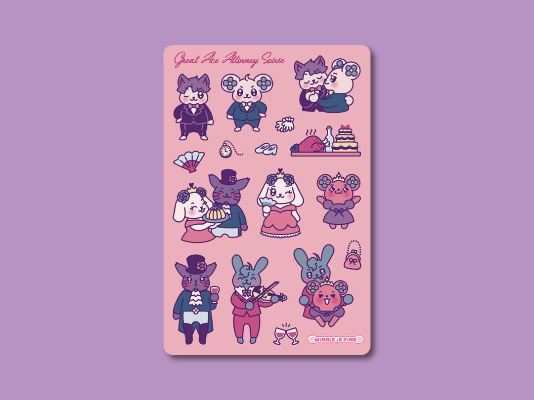 DGS Great Ace Attorney Soirée 4x6 Sticker Sheet - Etsy