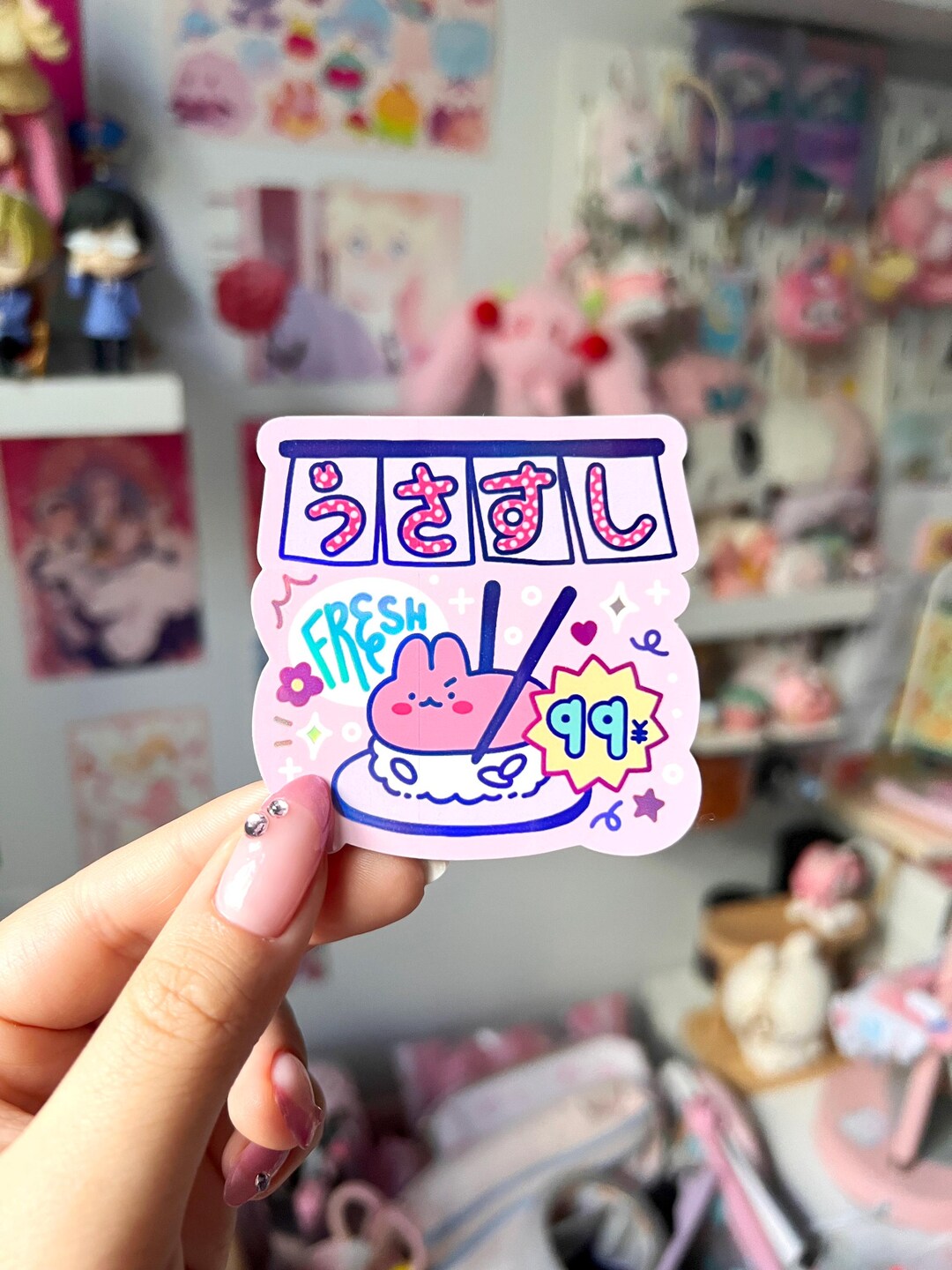 Bunny Sushi Holographic Sticker - Etsy