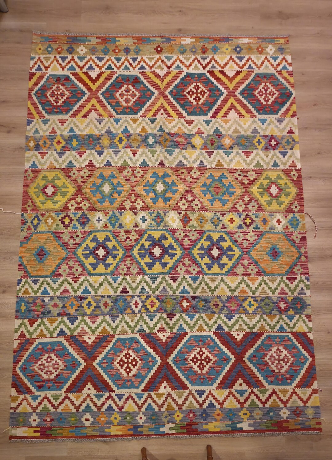 Handmade Afghan Modern Chobi Design Kilim Rug (9.4x6.4 Ft) – Colorful ...