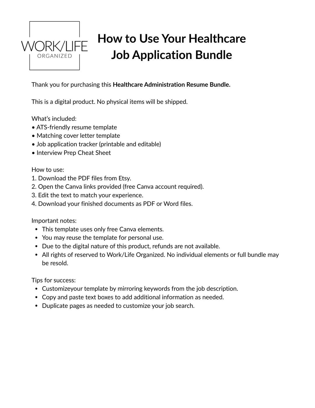 Healthcare Administration Resume Bundle - Ats-friendly Resume & Cover ...