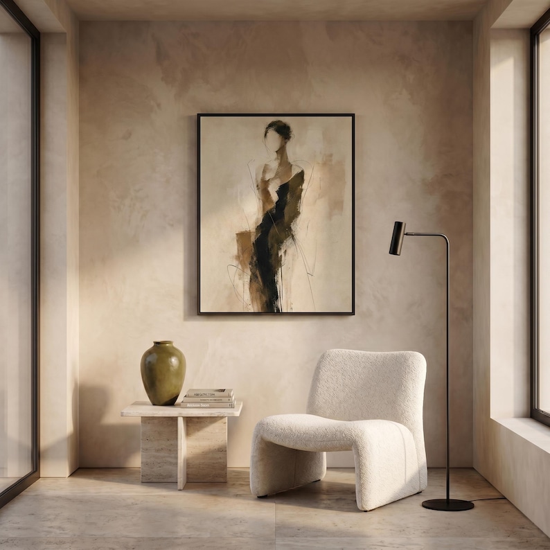 Abstract Female Silhouette Wall Art, Minimalist Woman Print, Modern ...