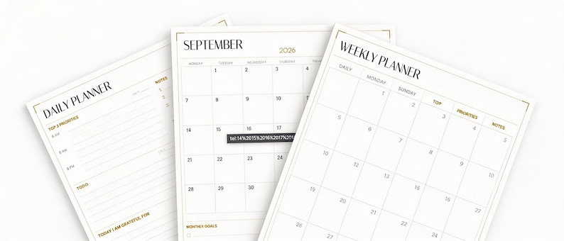 Luxury 2026 Planner Printable, Gold Minimalist Planner Bundle, Daily ...