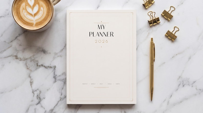 Luxury 2026 Planner Printable, Gold Minimalist Planner Bundle, Daily ...