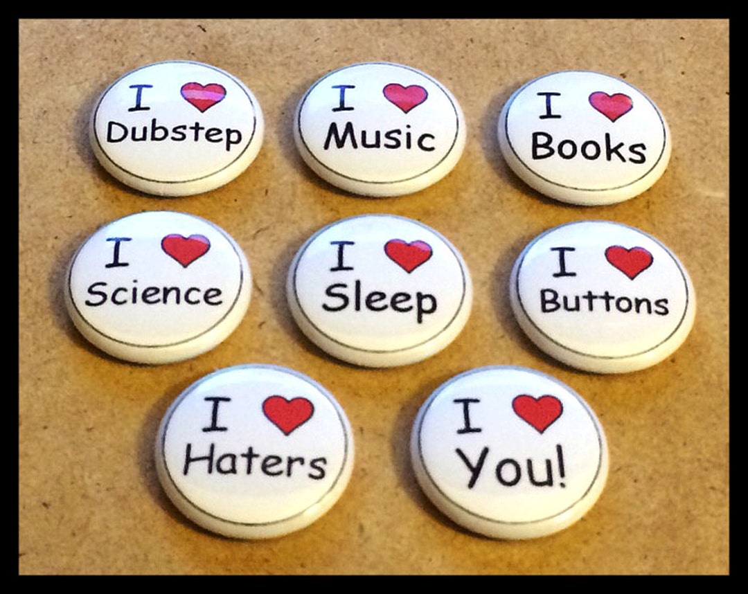You Choose 1 - I Heart Button Pinback Pins - Etsy