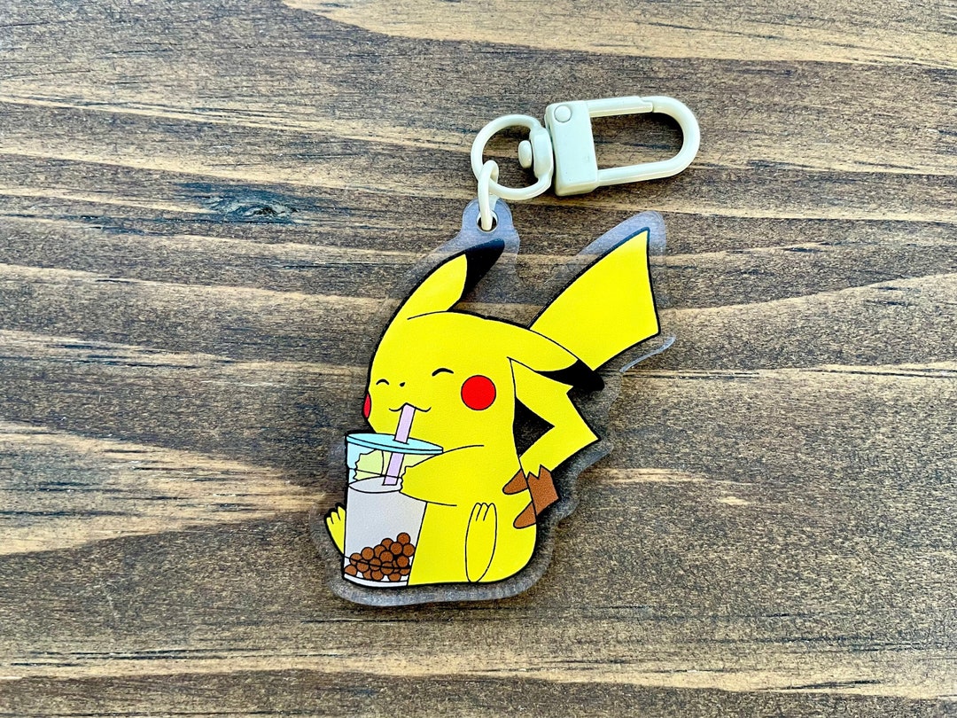 Pikachu Drinking Boba Milk Tea 2 Inch Acrylic Keychain Charm - Etsy