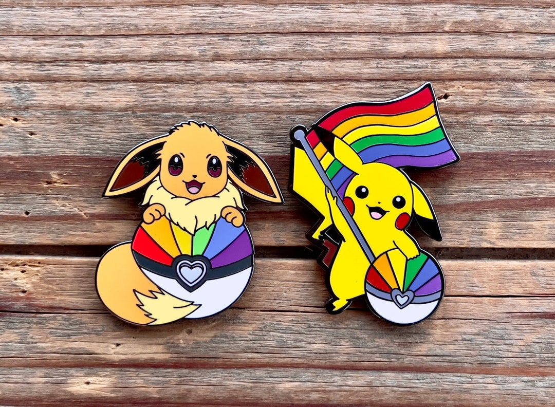 Pride Pikachu And Eevee Pokemon Hard Enamel Pin Set Etsy