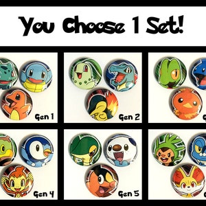 Pokemon Starters Button Pinback Sets! (you Choose 1) - Etsy