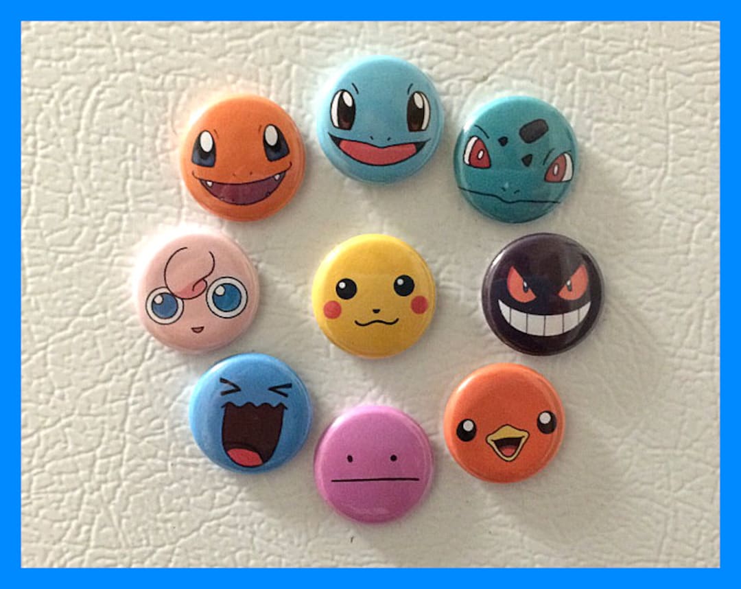 Elige 1 imán - Pokemon Faces Button Magnets - Etsy México
