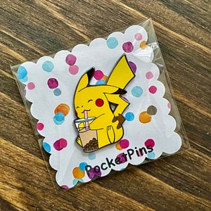 Pikachu Drinking Boba Milk Tea Matcha taro Pokemon Hard Enamel Pin - Etsy