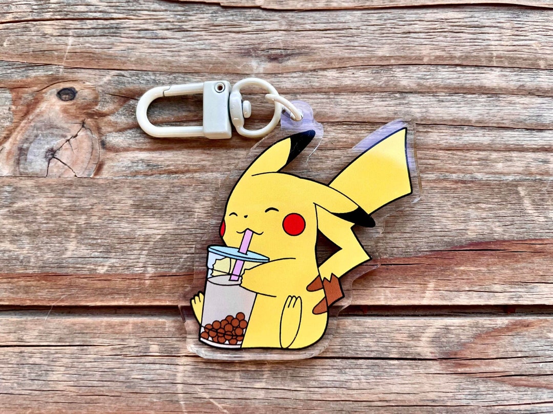 Pikachu Drinking Boba Milk Tea 2 Inch Acrylic Keychain Charm - Etsy
