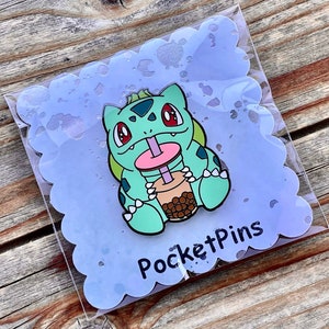 Bulbasaur Drinking Boba Milk Tea Bobasaur Pokemon Hard Enamel Pin - Etsy