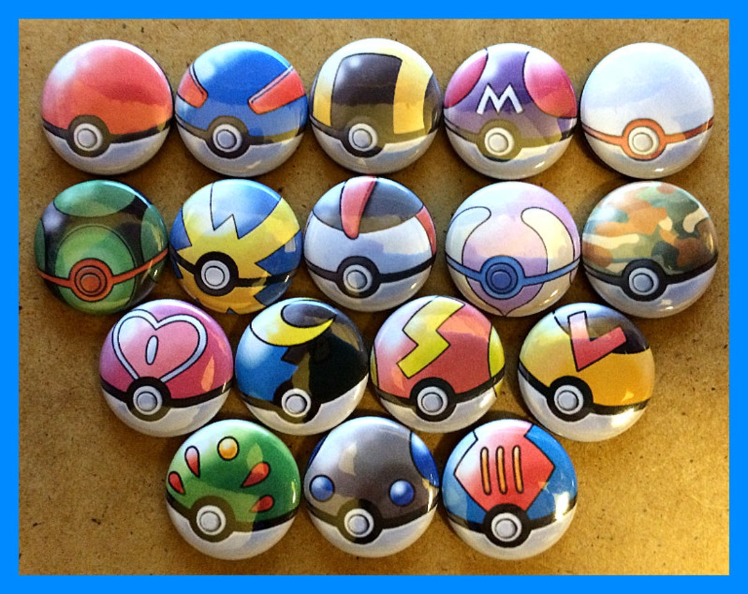 Choose 1 Magnet - Pokemon Pokeballs Button Magnets - Etsy
