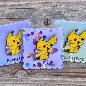 Pikachu Drinking Boba Milk Tea Matcha taro Pokemon Hard Enamel Pin - Etsy