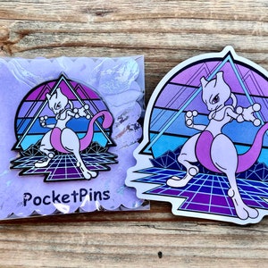 Synthwave Mewtwo Pokemon Hard Enamel Pin - Etsy