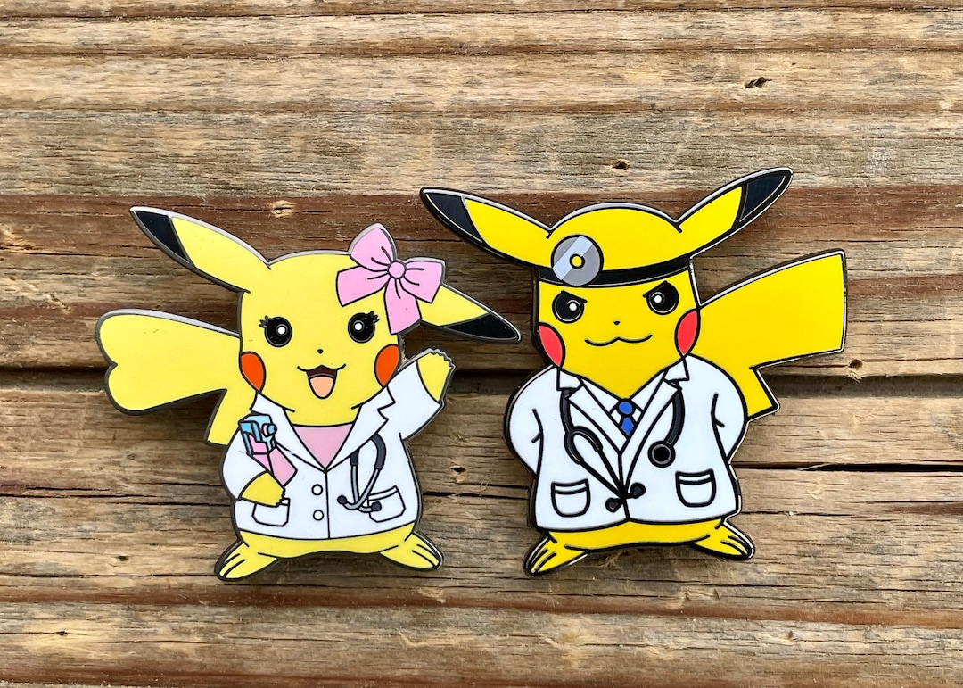 Doctor Pikachu Male and Female Pokemon Hard Enamel Pin Set - Etsy