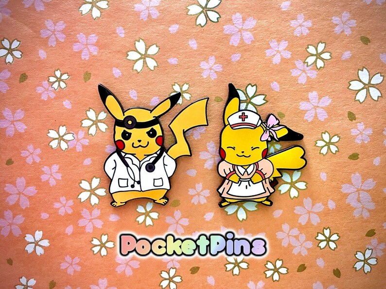 Nurse / Nurse Joy Pikachu and Doctor Pikachu Pokemon Hard Enamel Pin ...