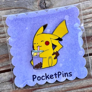 Pikachu Drinking Boba Milk Tea Matcha taro Pokemon Hard Enamel Pin - Etsy