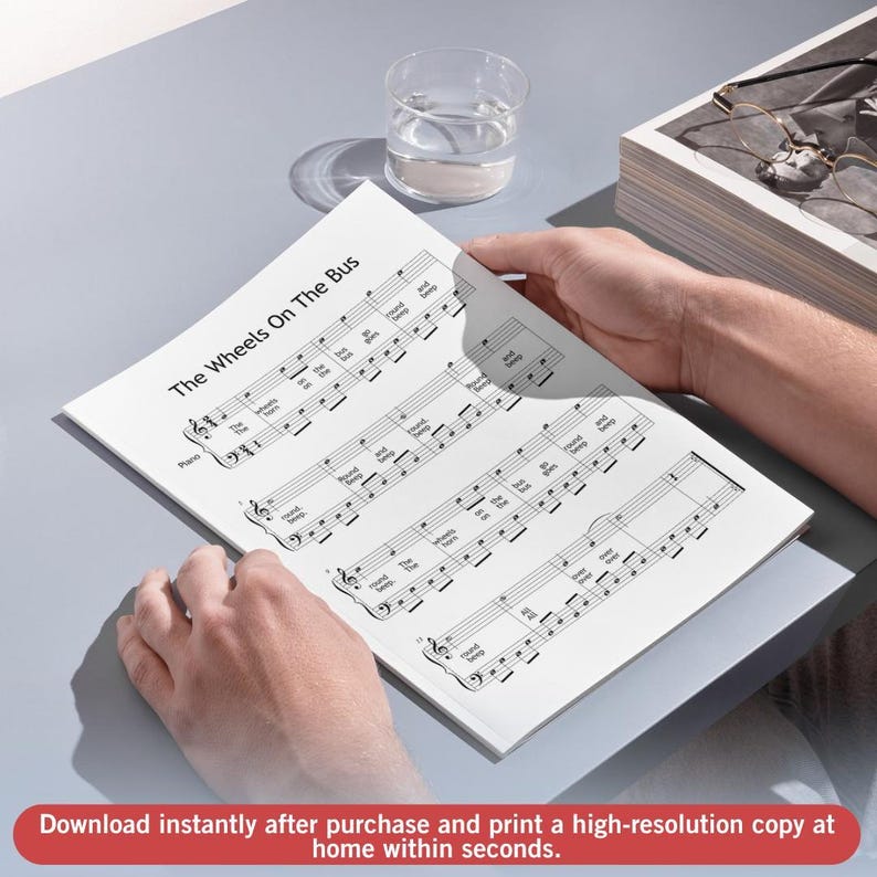 Wheels on the Bus Piano Sheet Music - Simple Notes for Beginners - Etsy UK