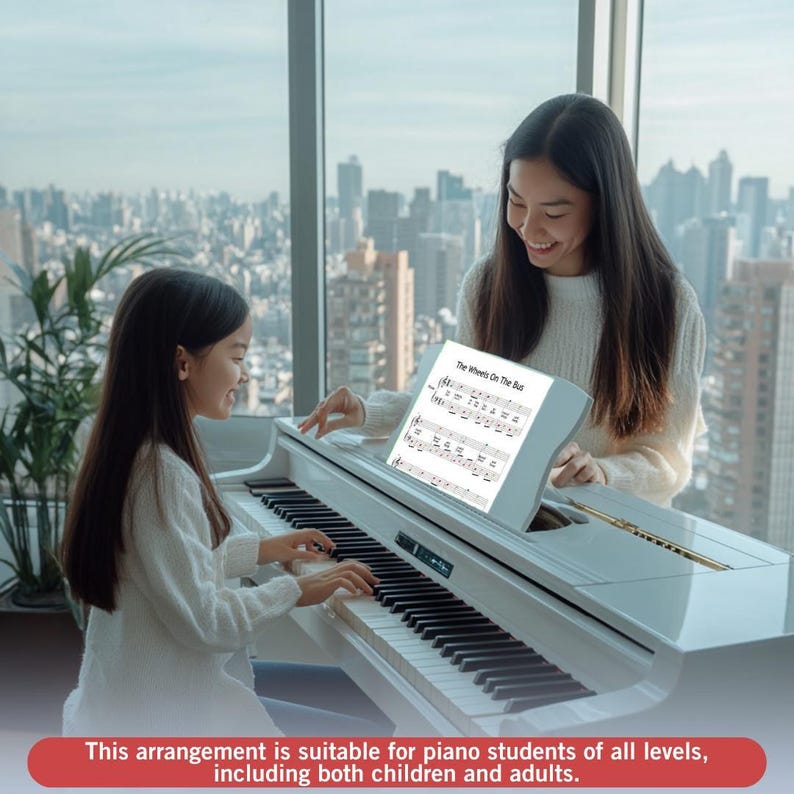 Wheels on the Bus Piano Sheet Music - Simple Notes for Beginners - Etsy UK