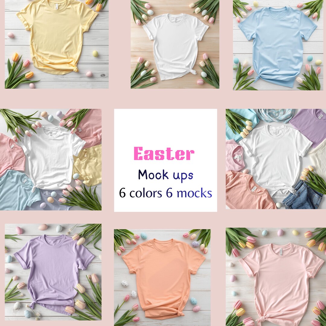 Easter T-shirt Mockup Bundle | Pastel Spring Flat Lay Styled Photo ...