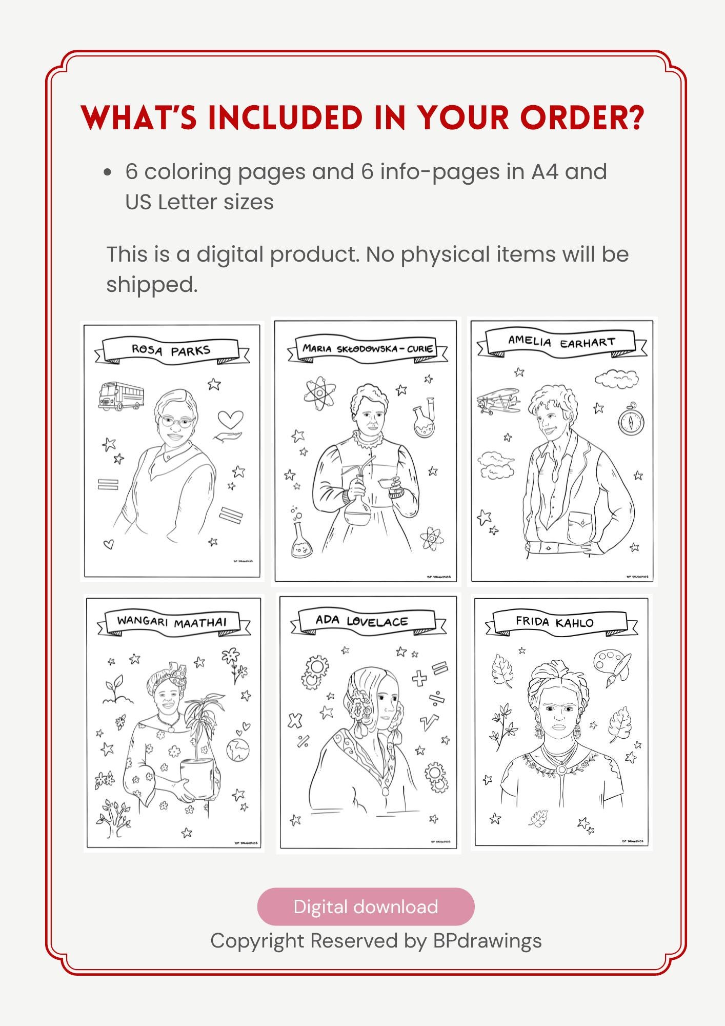 Famous Women Coloring Pages | History Activity Pack (PDF Download) - Etsy