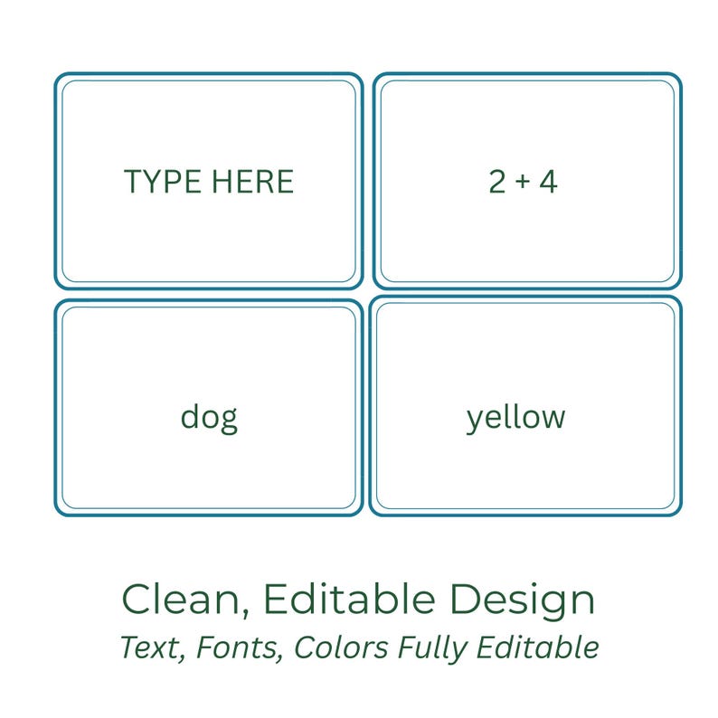 Editable Flashcards Template | Canva Flashcards | Printable Double ...