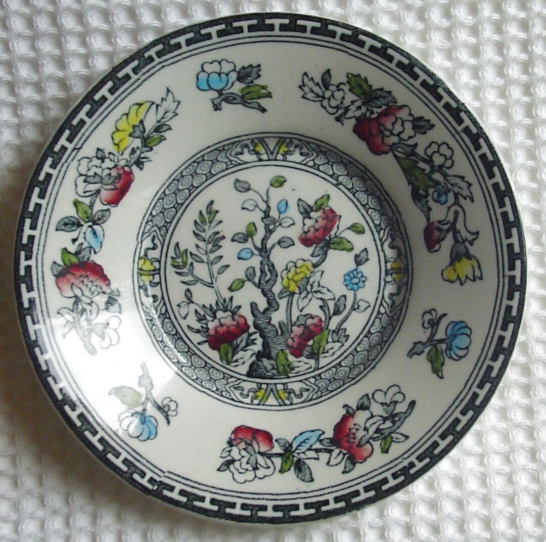INDIAN TREE Butter Pat Tidbit Plate Pin Dish MIDWINTER Transferware ...