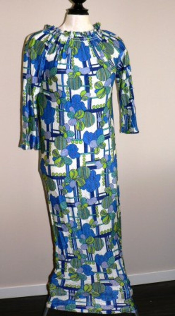 Vintage Retro Maxi Dress ... FUNKY Bright 70s Poly Fortrel | Etsy