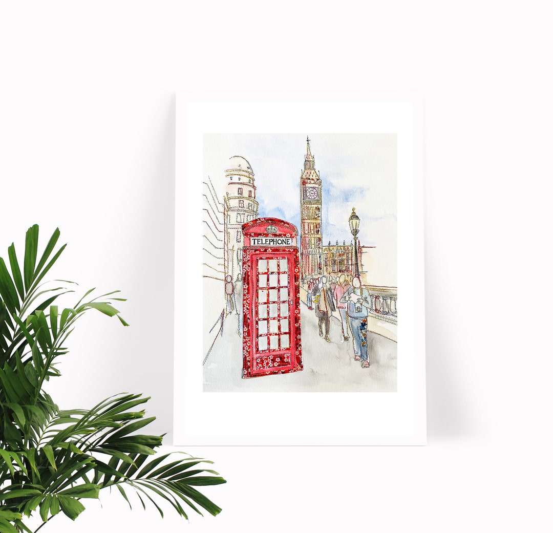 Red Phone Box Poster | London Art | London Gift | London Art Print ...