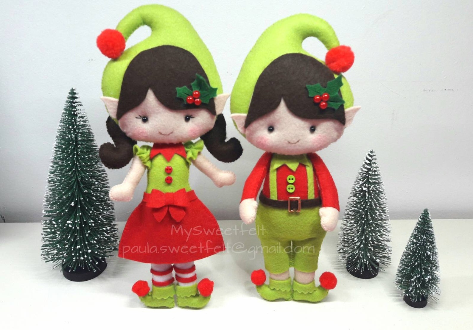 Boy and Girl Elves / Christmas Ornament / Christmas Decor / - Etsy