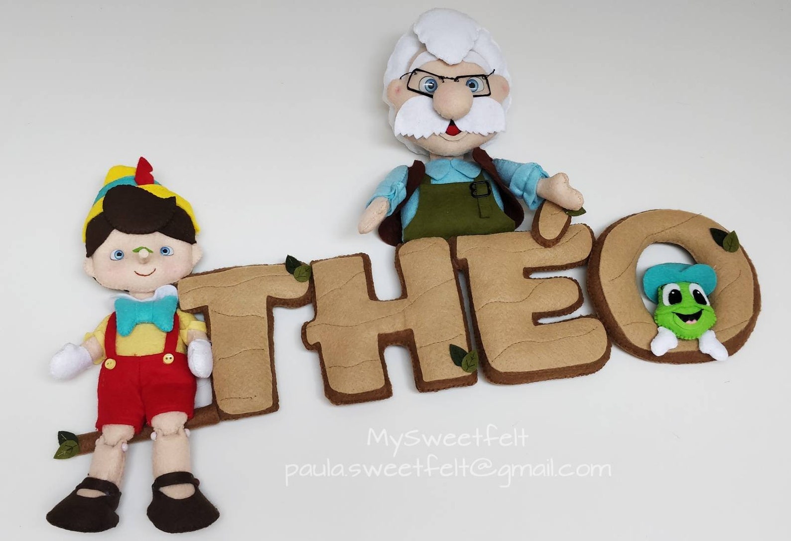 Pinocchio Name Banner Pinocchio Felt Sign Gepeto Jiminy - Etsy