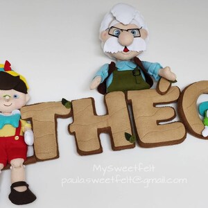 Pinocchio Name Banner, Pinocchio Felt Sign, Gepeto, Jiminy Cricket ...