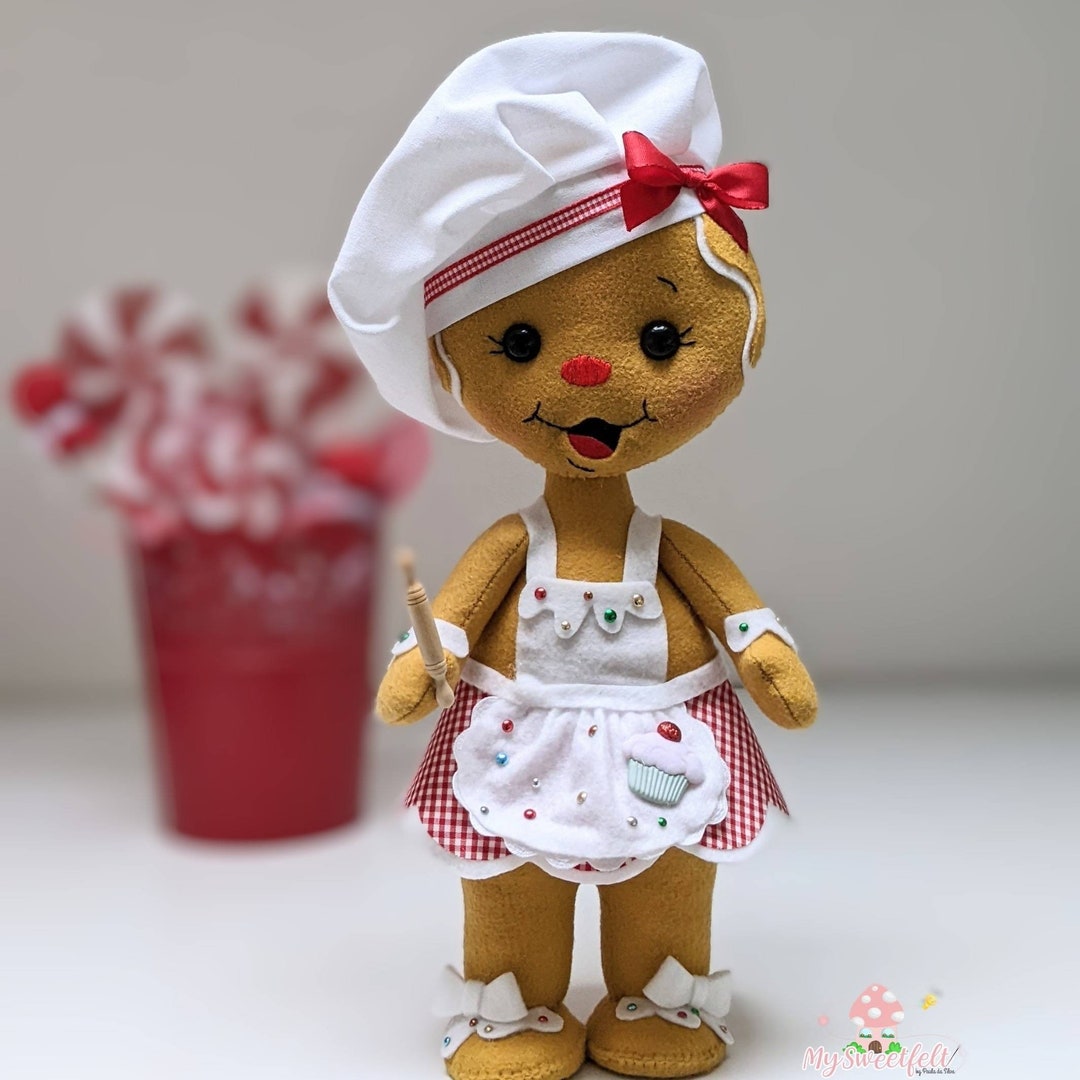 Gingerbread Cook Doll, Christmas Decorations, Felt Doll, Gingerbread ...