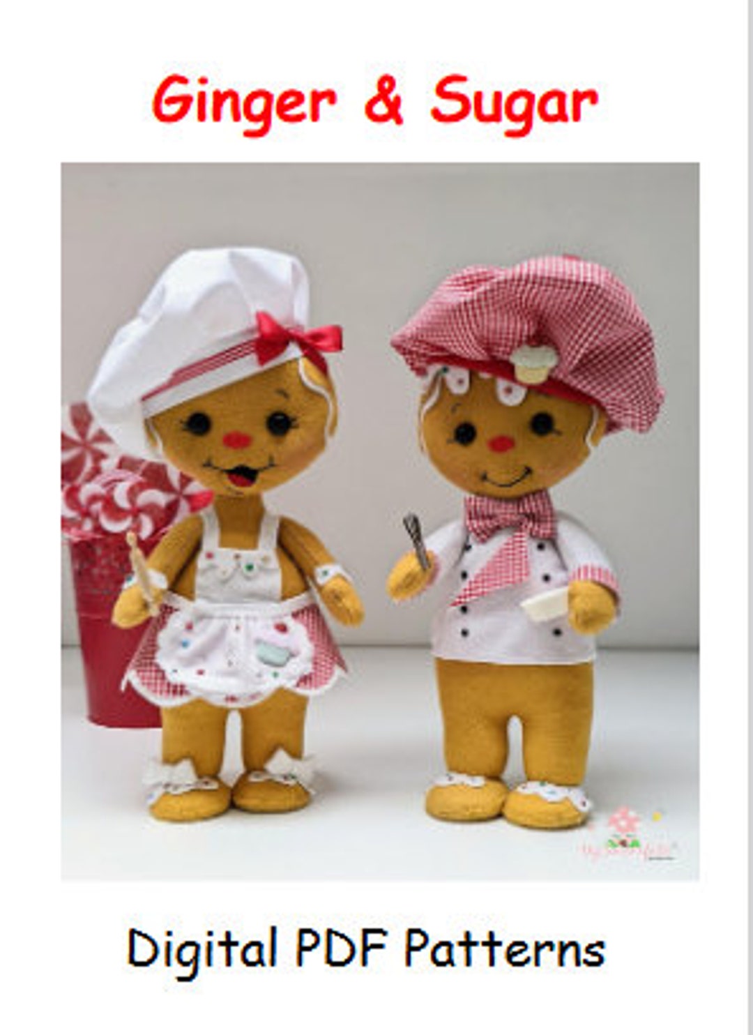 PDF PATTERNS for Felt Gingerbread Baker Dolls , Diy, Felt Doll, Diy ...