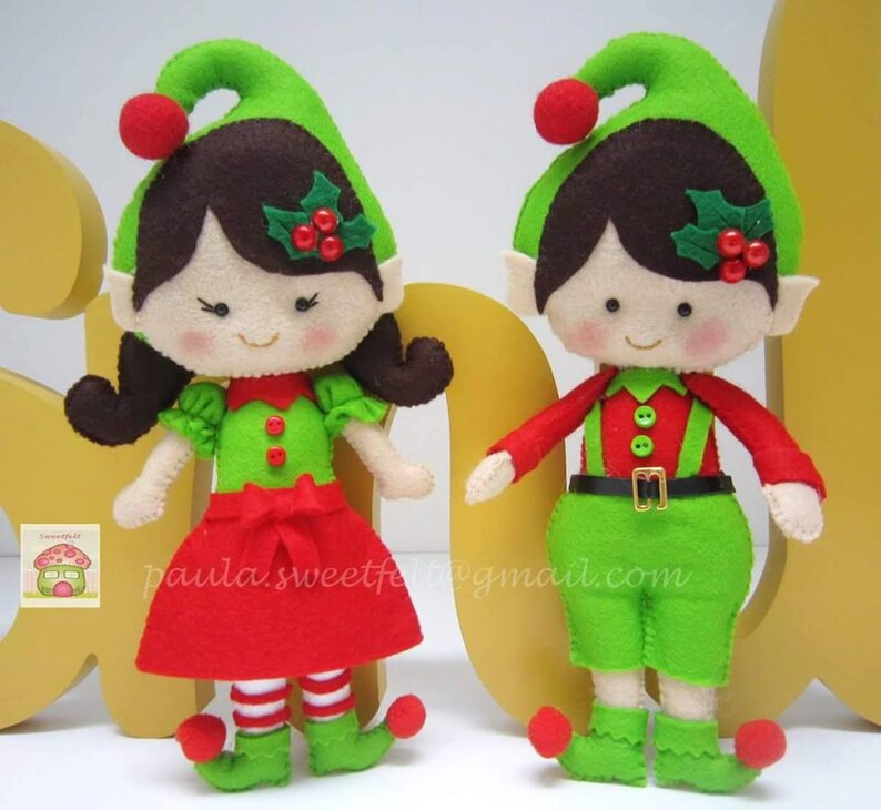 Boy and Girl Elves / Christmas Ornament / Christmas Decor / - Etsy