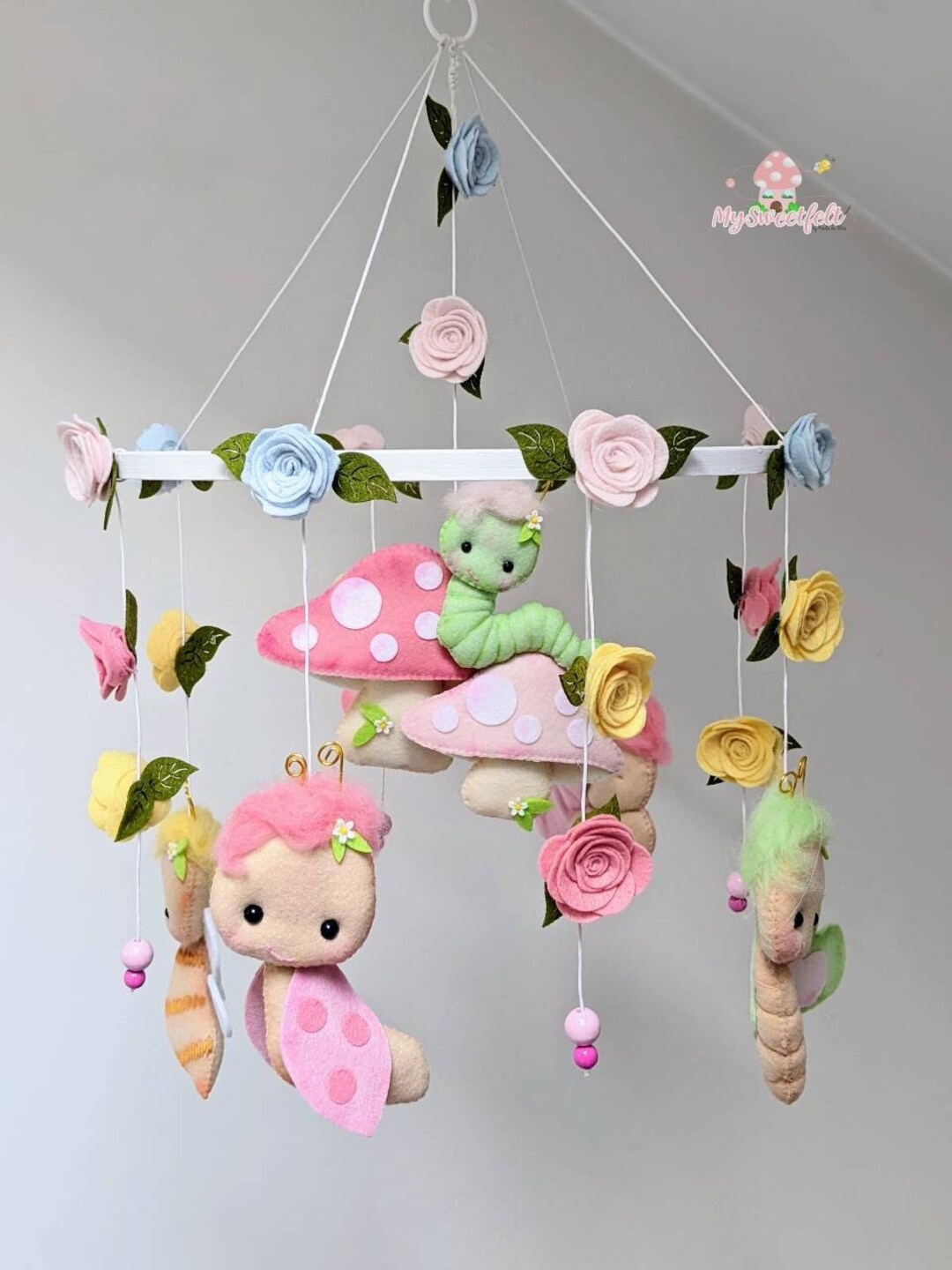A Cute and Sweet Garden Bugs Baby Felt Mobile, for Your Nursery ...