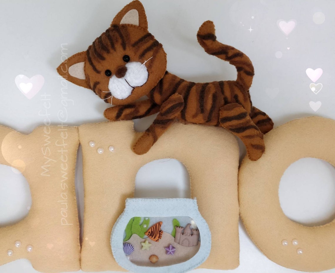 Cute Little Kitten Name Banner Cats Cats Sign Felt Letters - Etsy