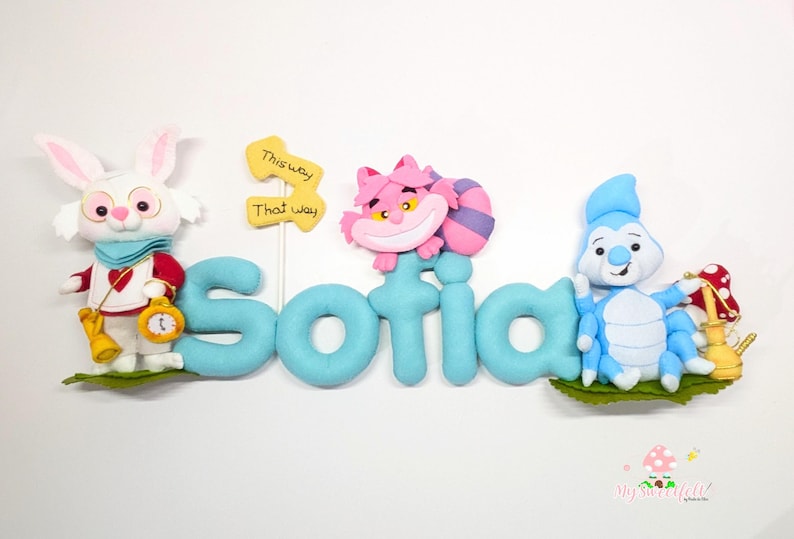 Alice in Wonderland Felt Name Banner: Nursery Decor - Baby Shower Gifts ...