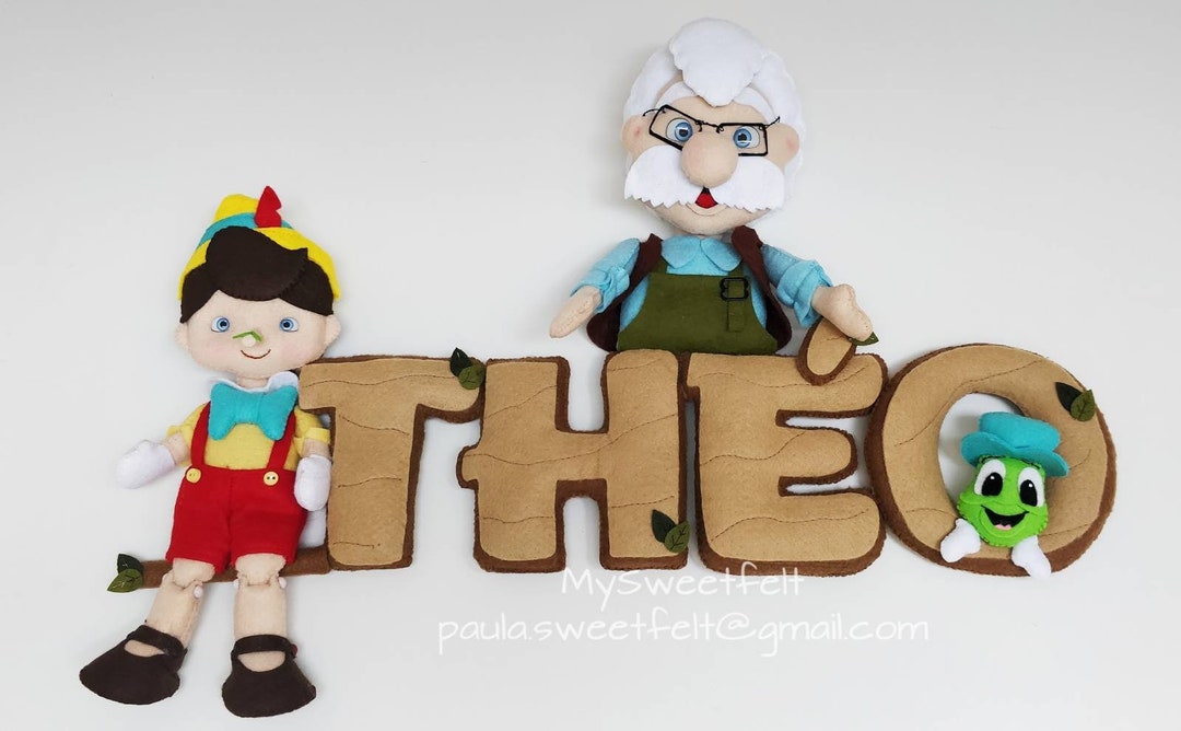 Pinocchio Name Banner, Pinocchio Felt Sign, Gepeto, Jiminy Cricket ...