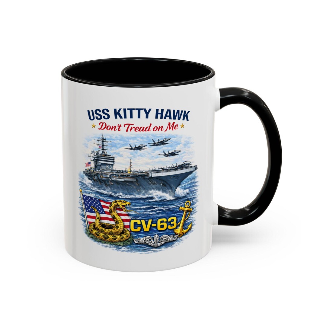 USS Kitty Hawk CV-63 Navy Anchor & American Flag Personalized Coffee ...
