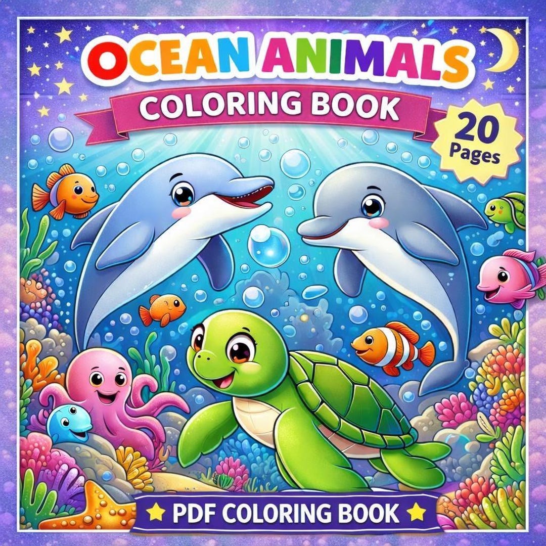 Cute Sea Animals Coloring Pages for Kids – 20 Ocean Animals | Printable ...