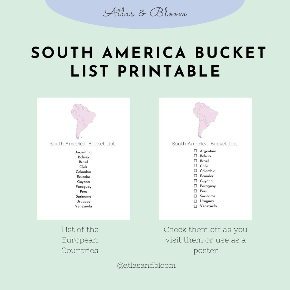 South America Bucket List Printable | Travel Bucket List | Travel ...
