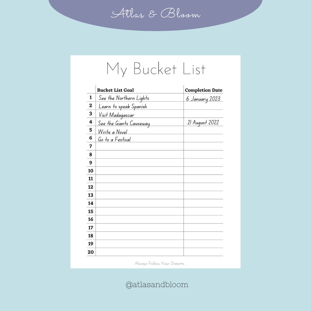 My Bucket List Printable | Travel Bucket List | Travel Planner ...