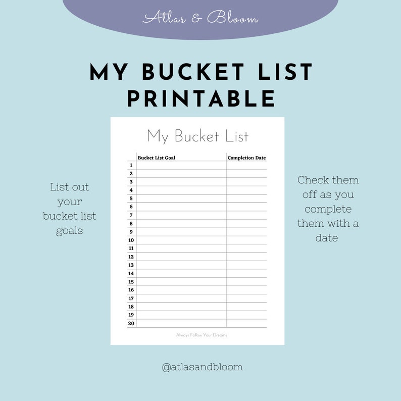My Bucket List Printable | Travel Bucket List | Travel Planner ...