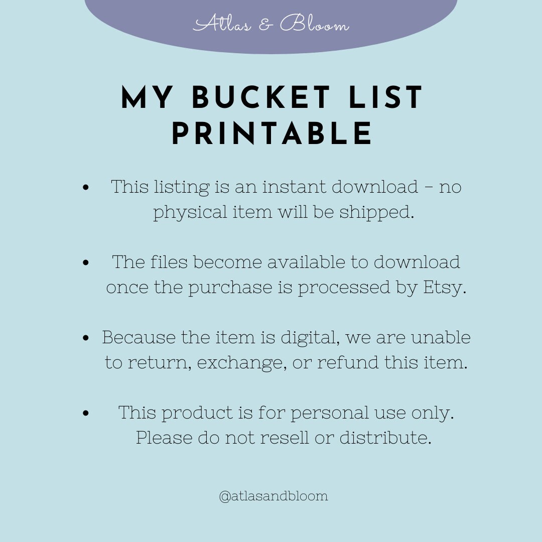 My Bucket List Printable | Travel Bucket List | Travel Planner ...