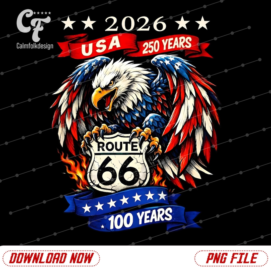 USA 2026 Anniversary Eagle Route 66 PNG, Patriotic Graphic (digital ...