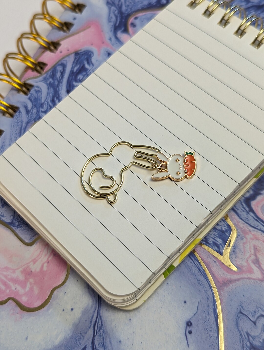 Bunny Shaped Paperclip Page Marker With Enamel Charm - Etsy
