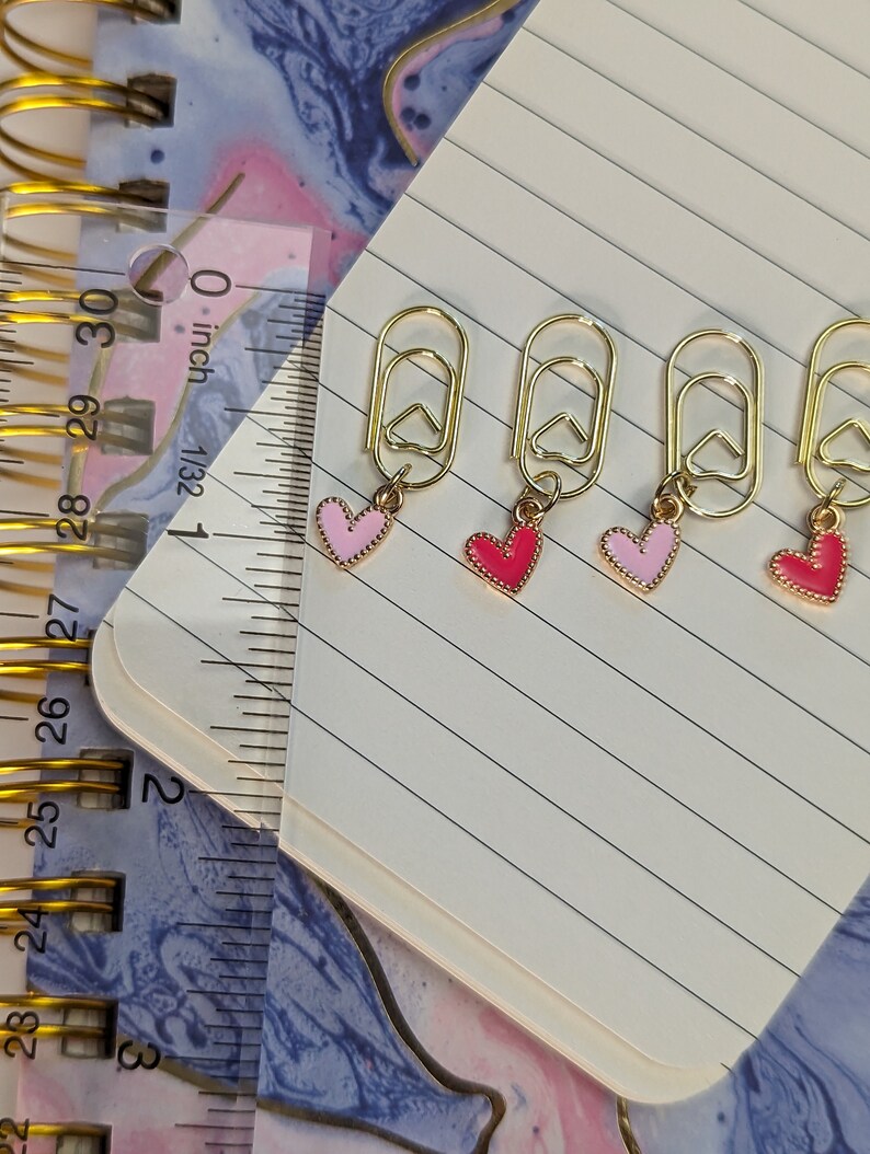 Mini Pink Gold Heart Paperclip Planner Charm Bundle - Etsy
