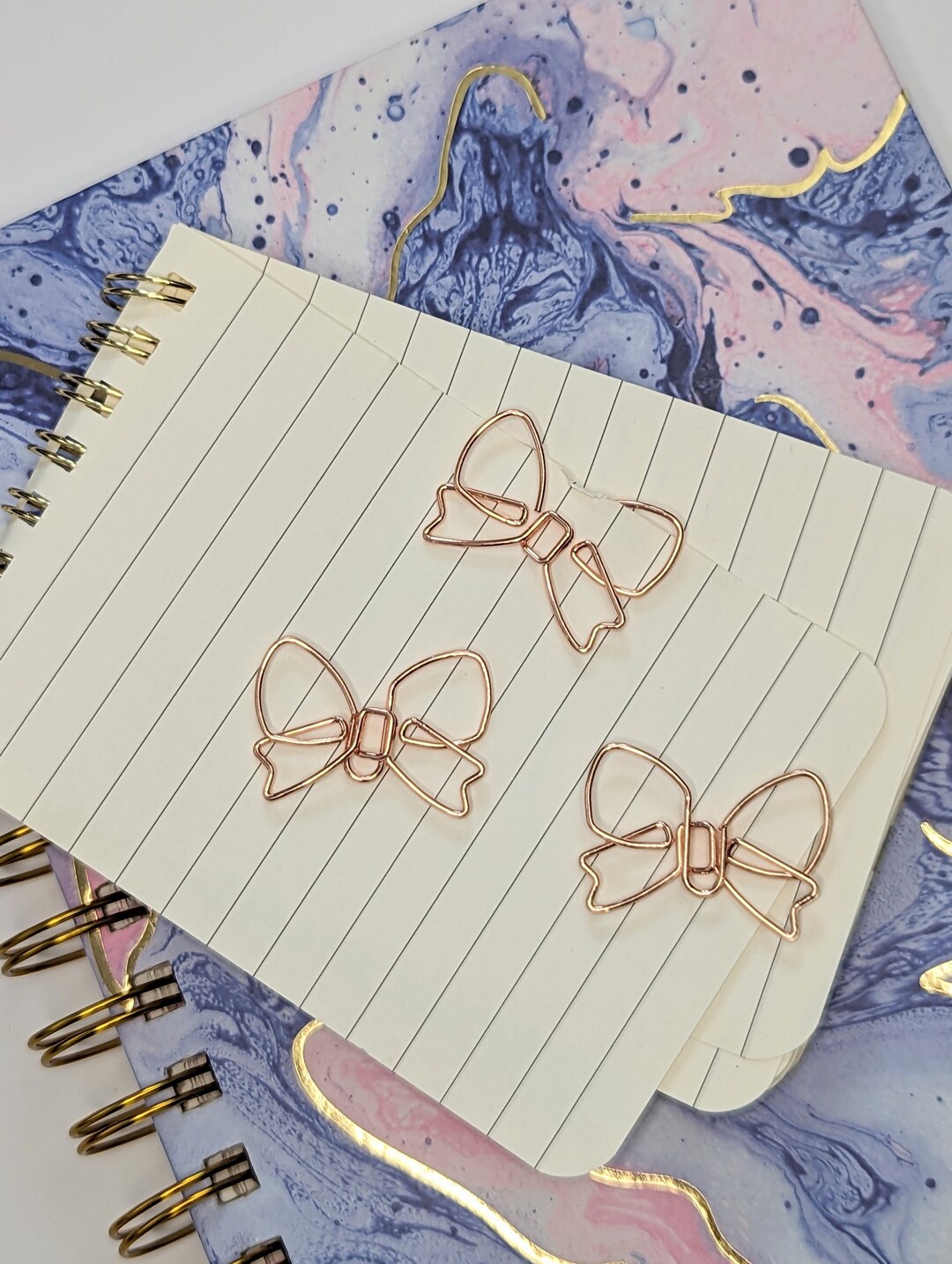 Bow Shaped Rose Gold Paperclip Set - Etsy