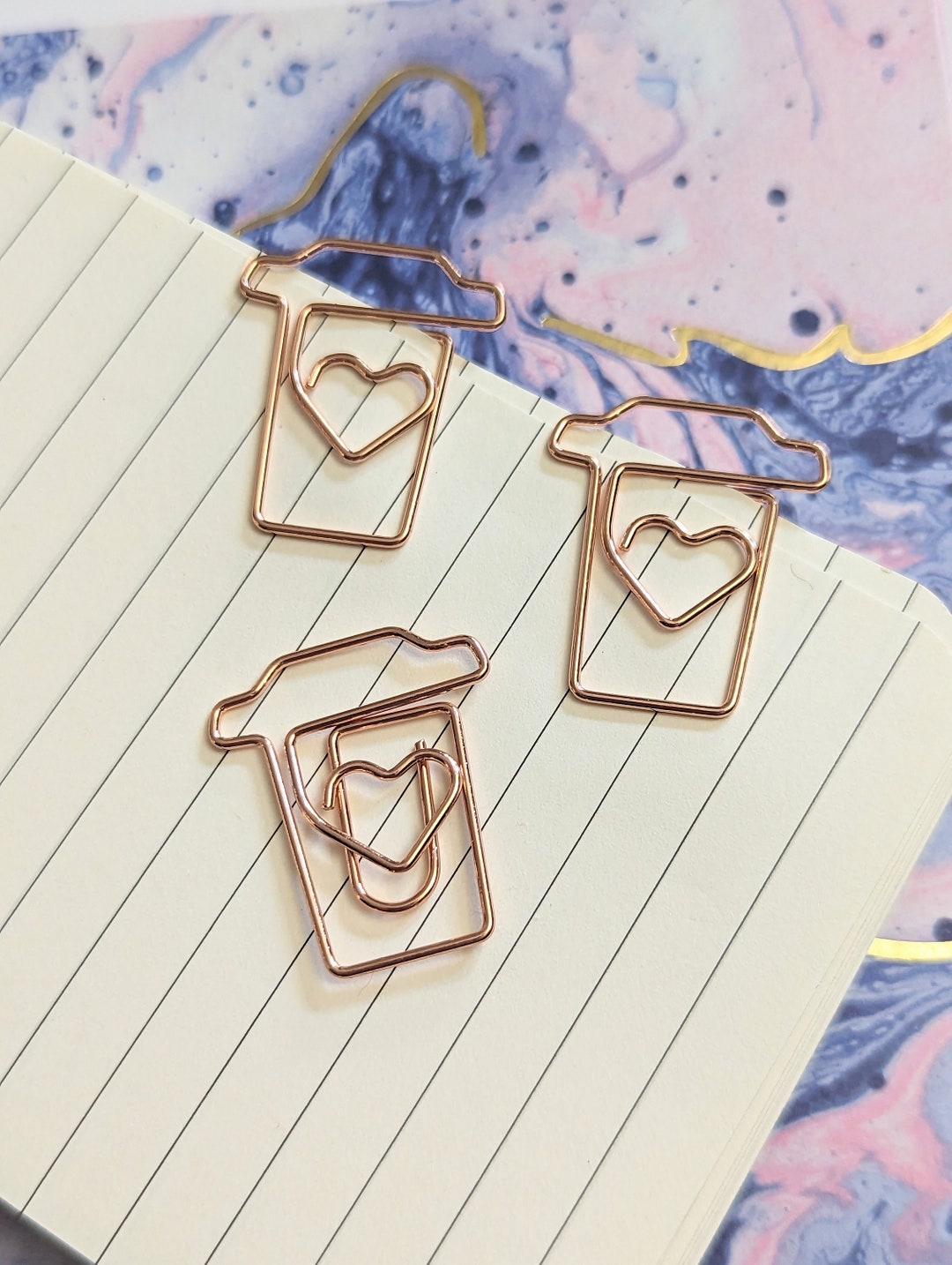 Coffee Cup Shaped Rose Gold Paperclip Set - Etsy
